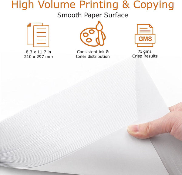 A4 White Printer Paper Ream - 75 GSM Multifunction Laser Inkjet Paper.